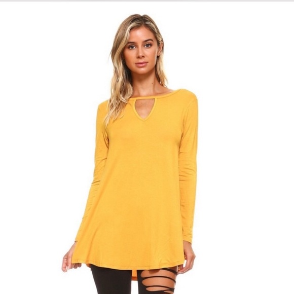 Yelete | Tops | Long Sleeve Keyhole Tunic Mustard | Poshmark